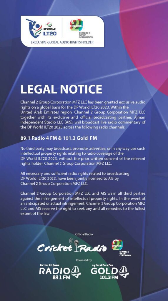 LEGAL NOTICE 89.1 Radio 4 FM - Number 1 for Hit Gaane - For all those ...